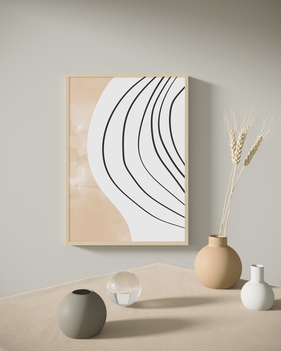 Modern Wall Art Beige Geometric Wall Art Abstract Art Print | Etsy