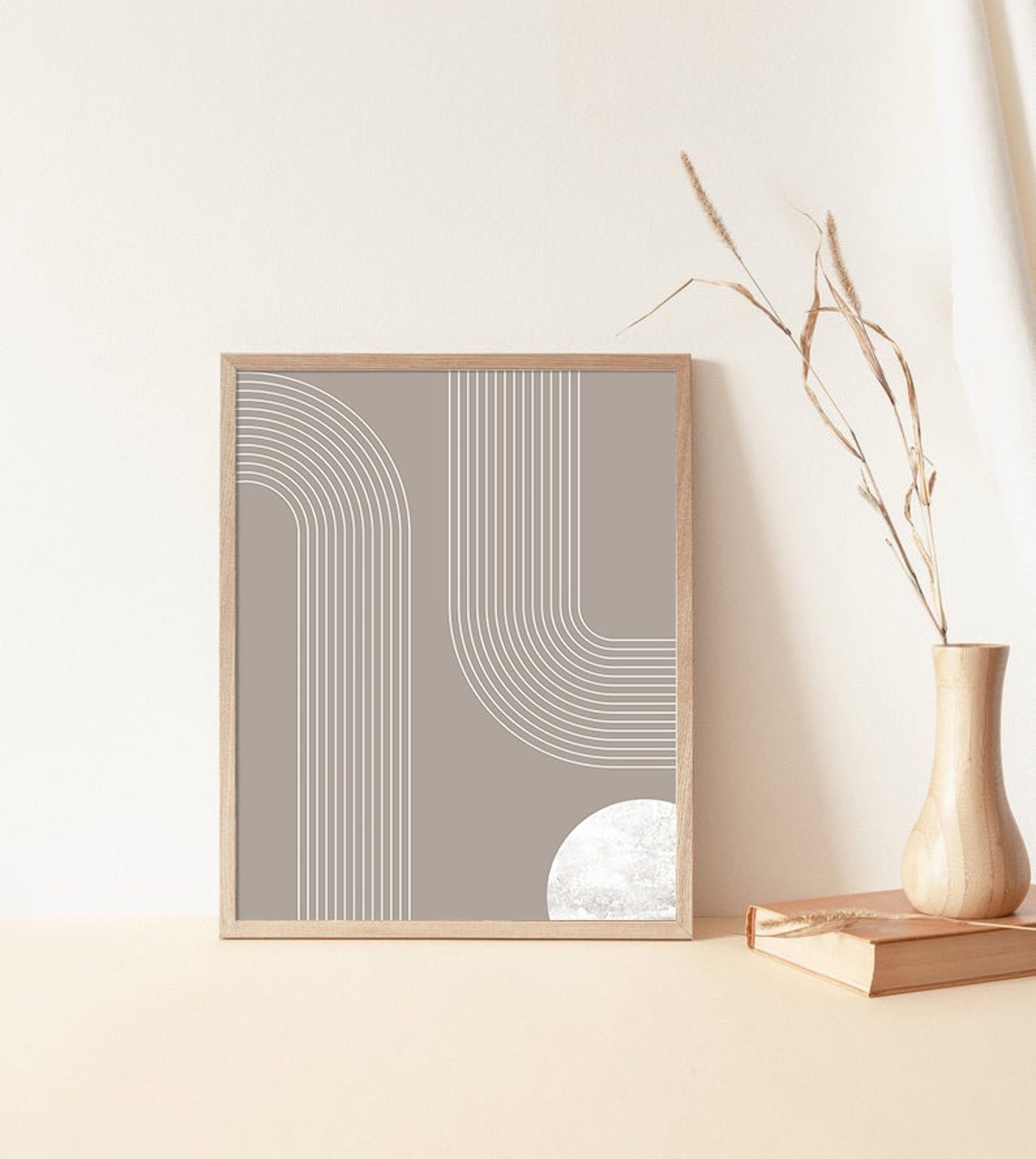 White Geometric Line Art Mid Century Line Art Modern | Etsy
