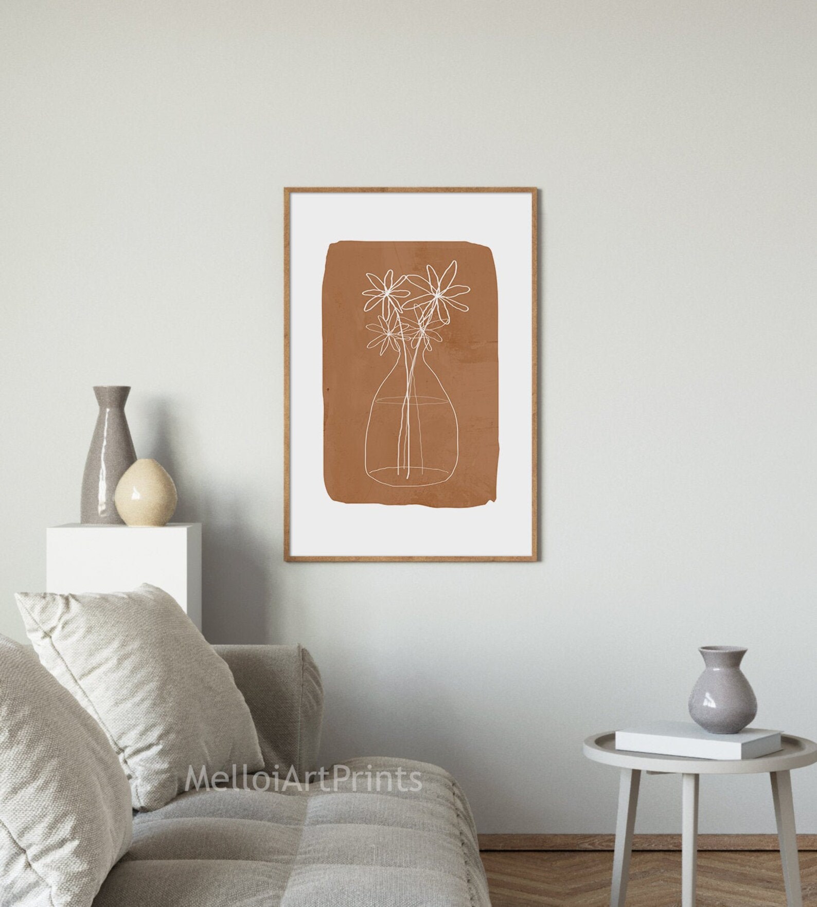 Terracotta Flowers Print Flowers Vase Illustration Print | Etsy