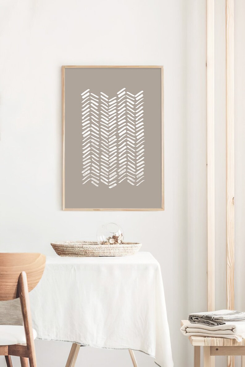 White Gray Abstract Print Digital Print Mid Century Line | Etsy