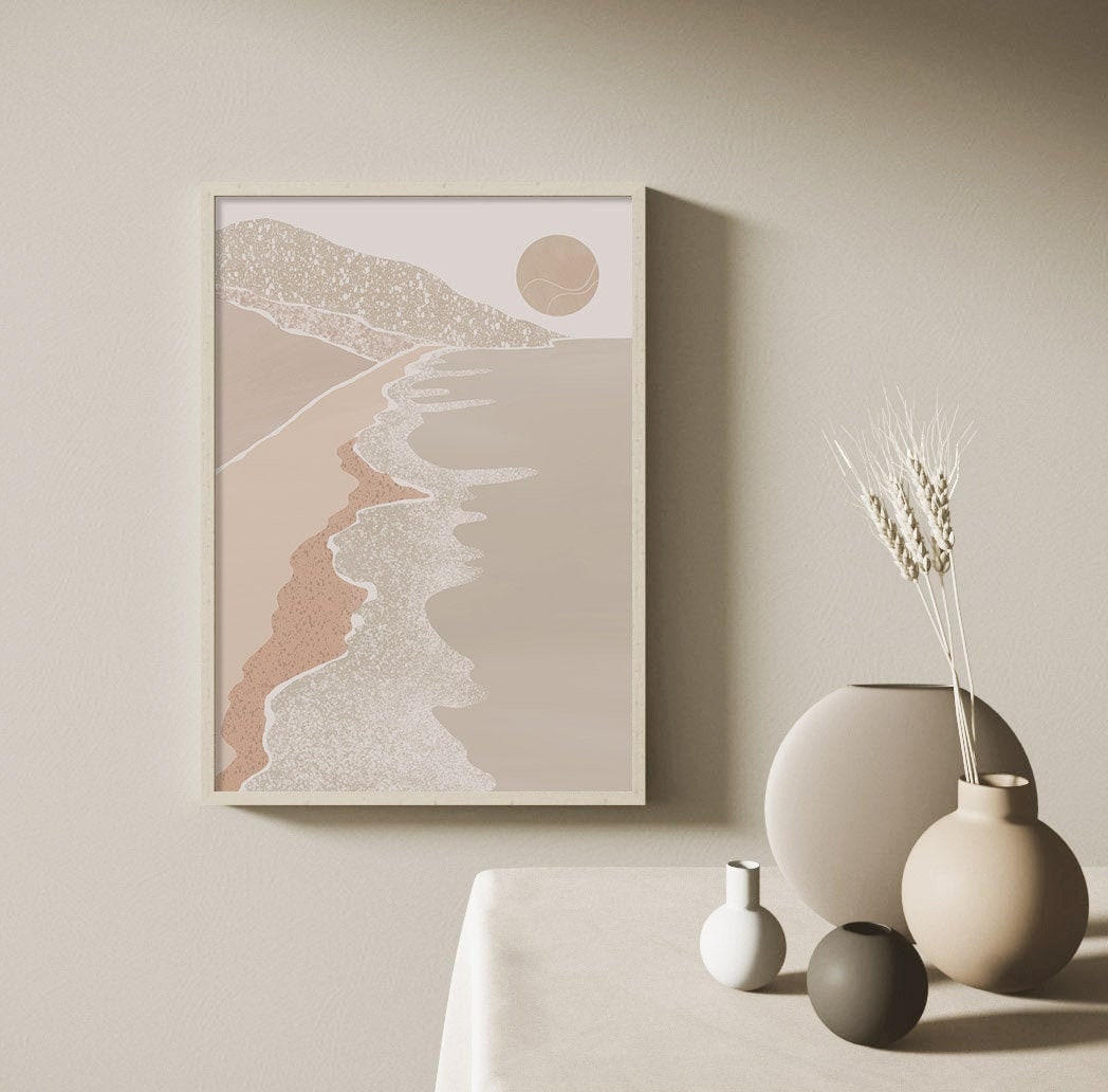 Sunrise Abstract Beach Art Modern Wall Art Pastel Sunrise | Etsy