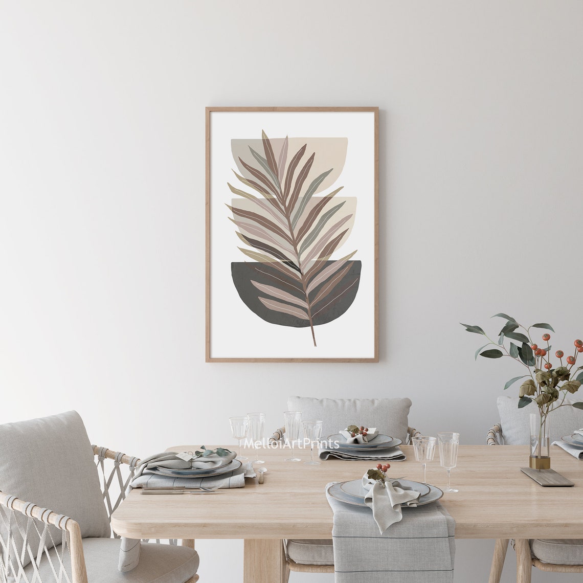 Geometric Palm Leaf Print Living Room Art Multi Color Wall - Etsy