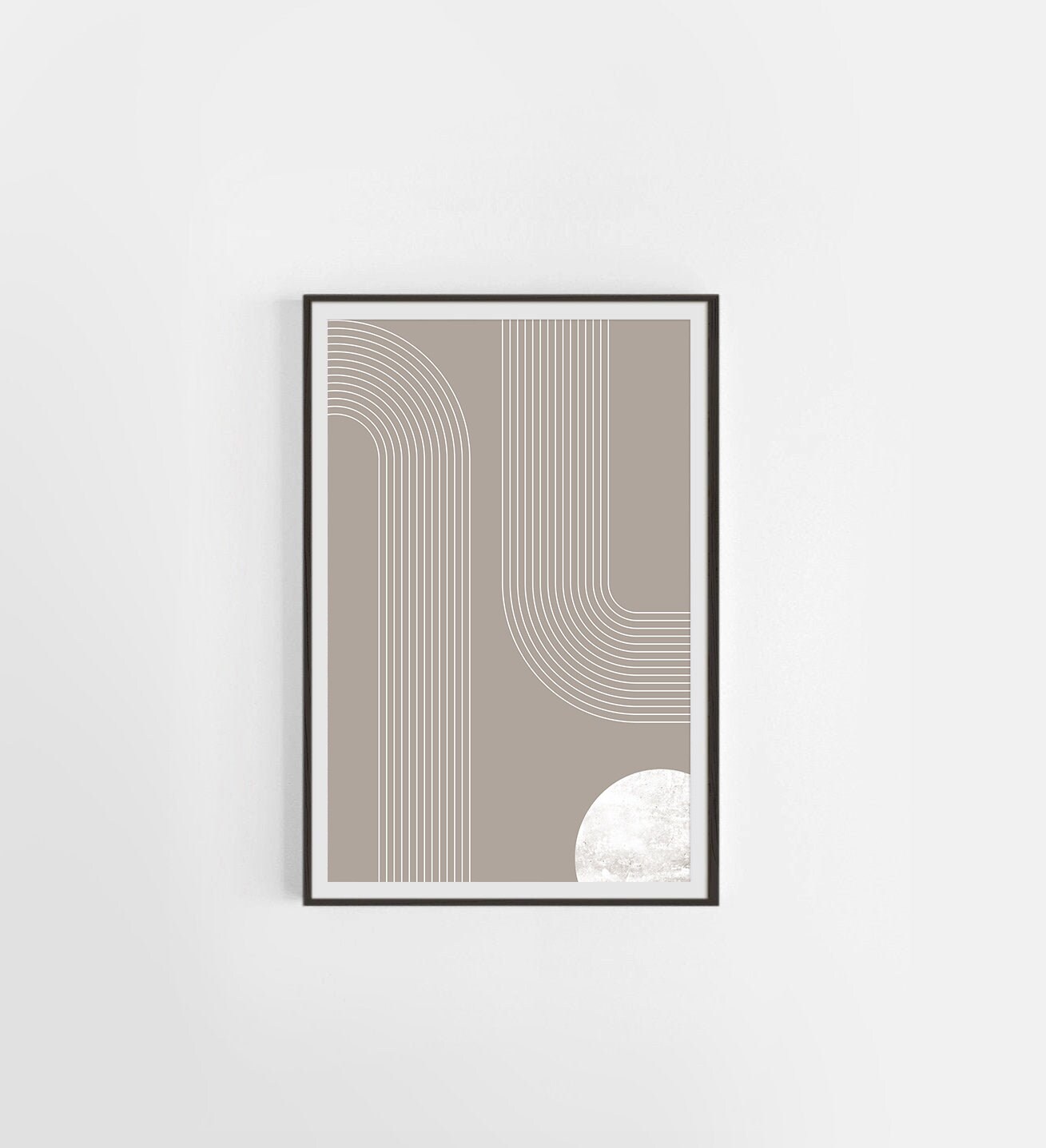 White Geometric Line Art Mid Century Line Art Modern | Etsy