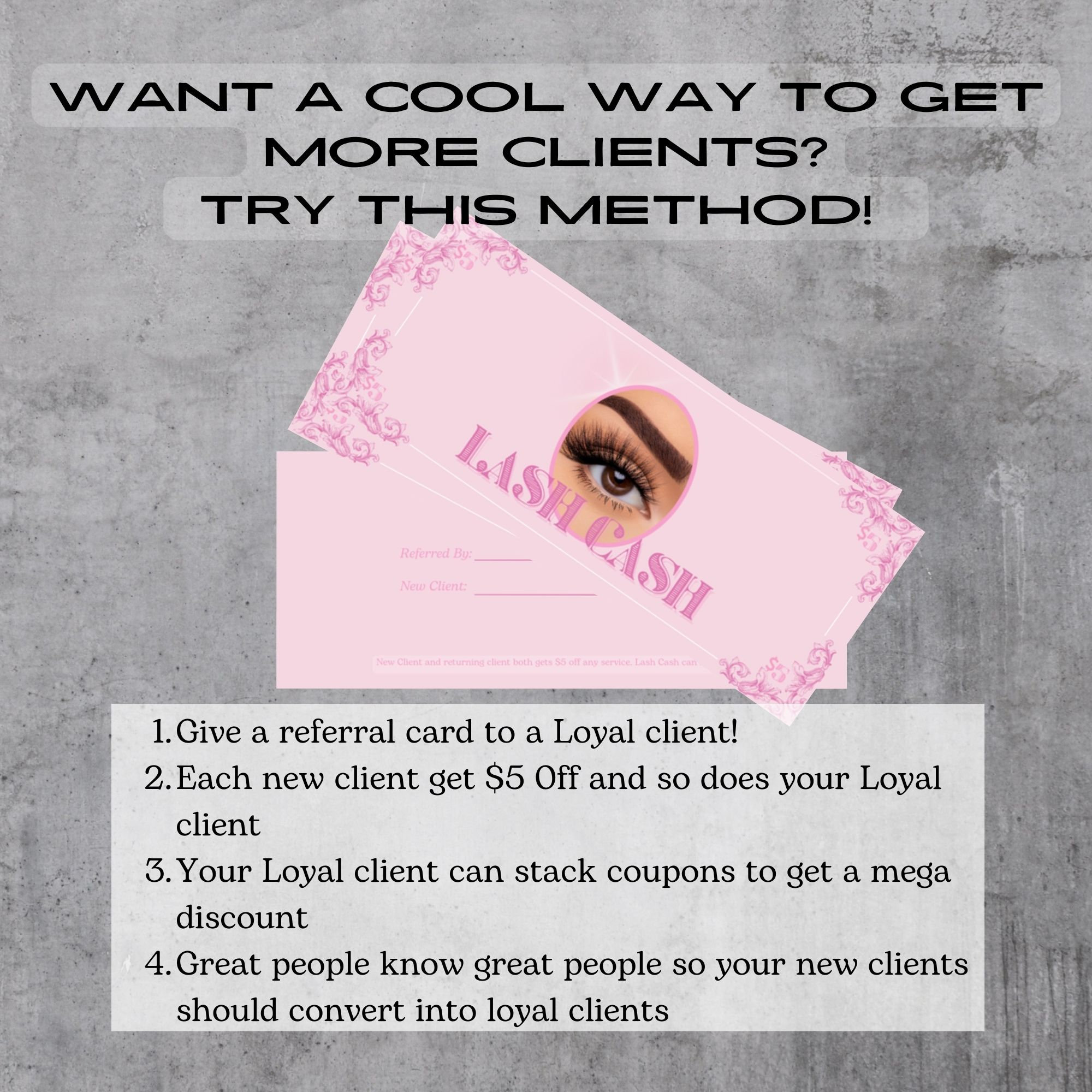 Lash Cash, Lash Cards, Referral Certificate, Cash Certificate, Loyalty ...
