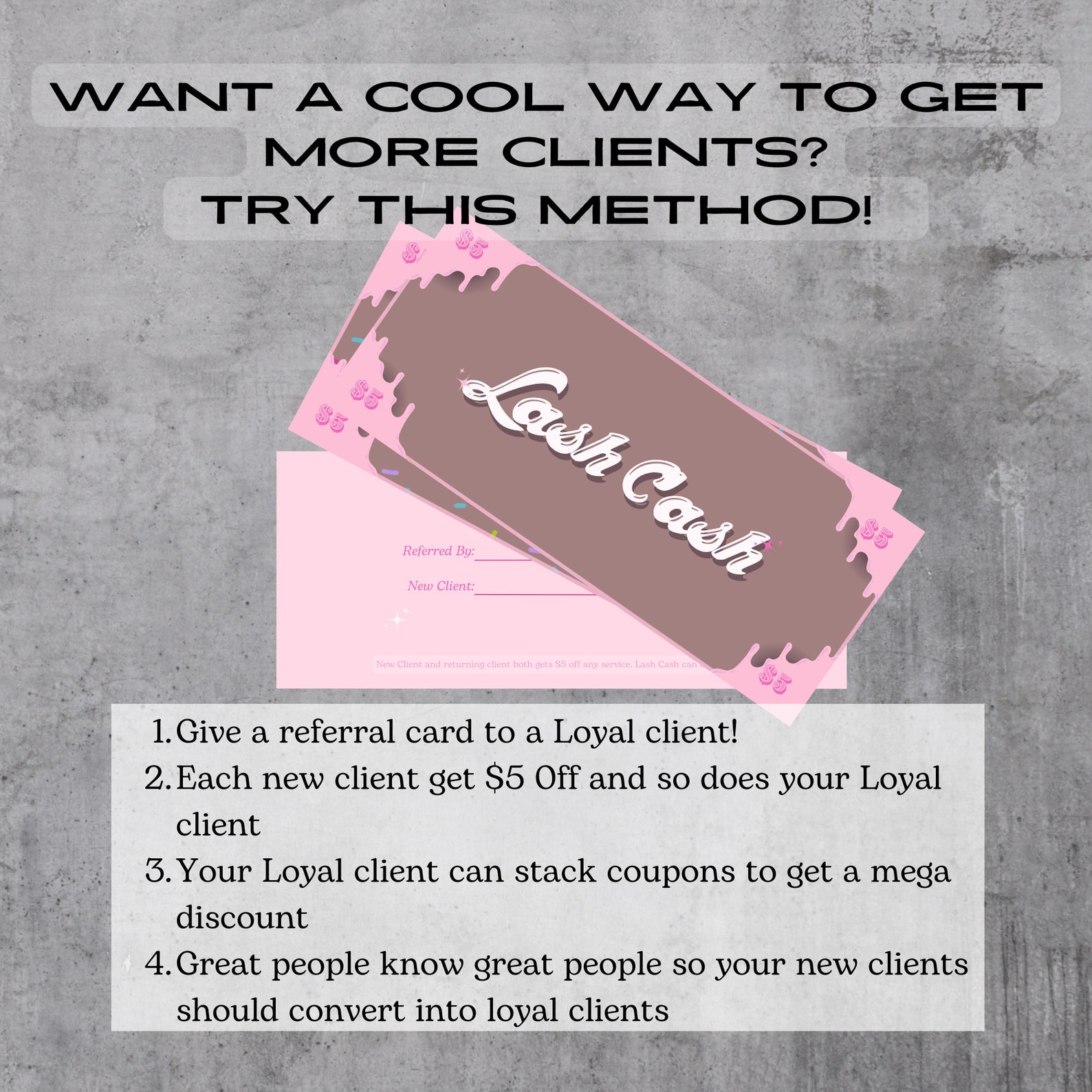 Lash Cash, Lash Card, Referral Certificate, Cash Certificate, Loyalty ...