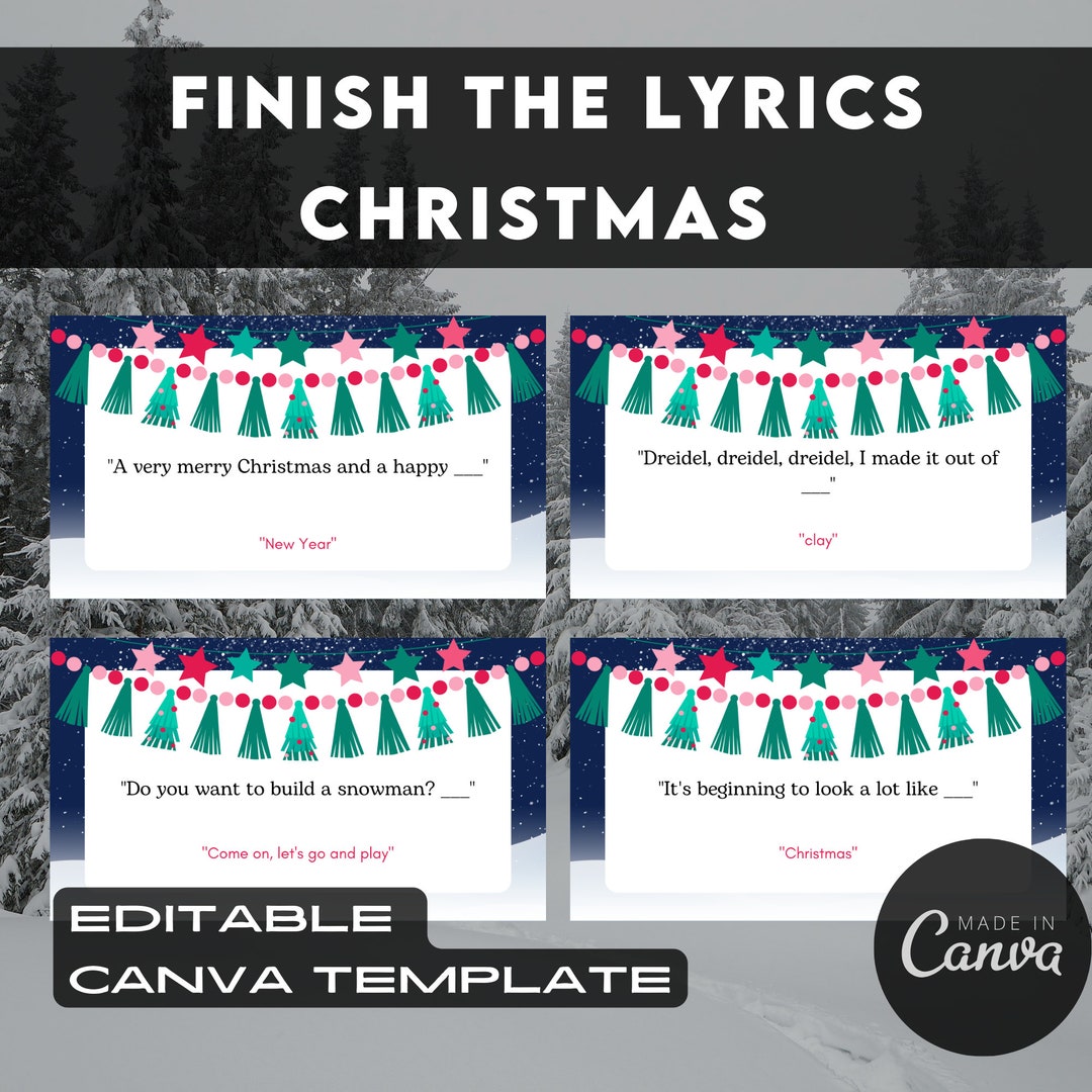 Christmas Finish the Lyrics Game Printable Christmas Carols Game ...
