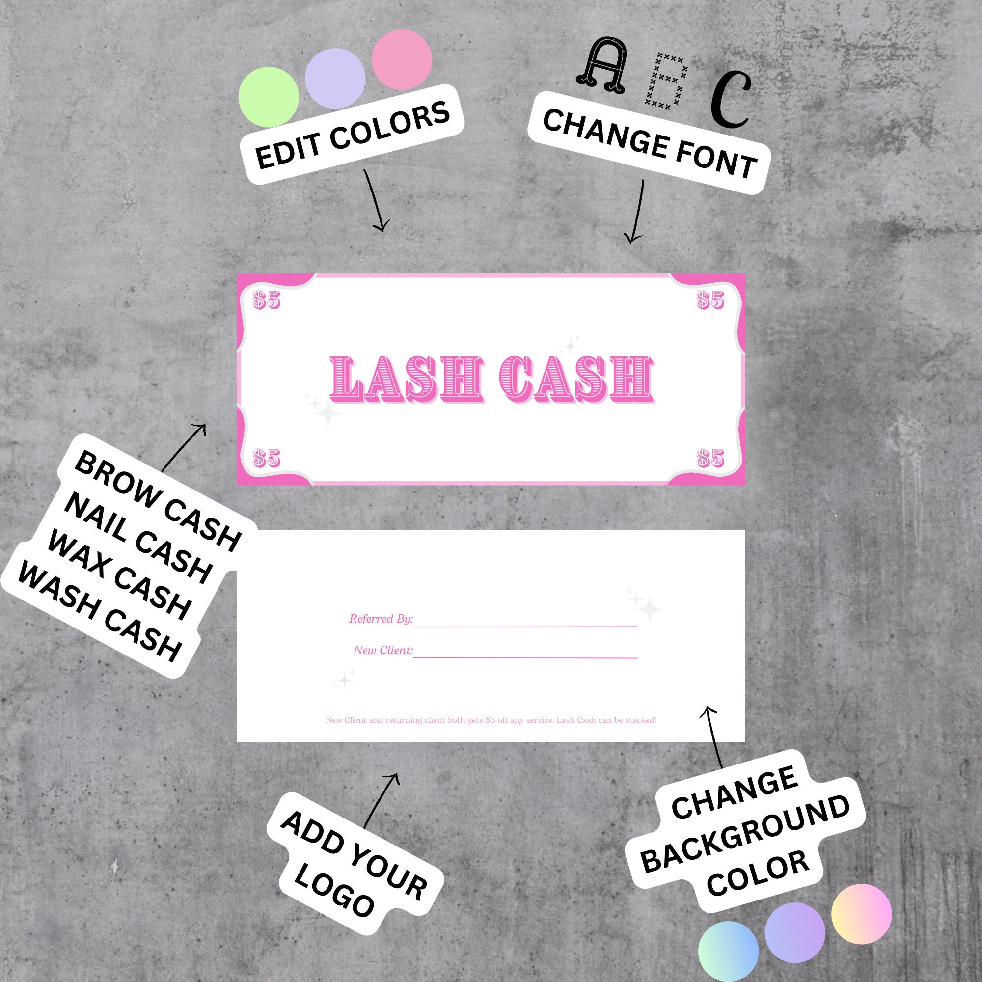 Lash Cash, Lash Cards, Referral Certificate, Cash Certificate, Loyalty ...