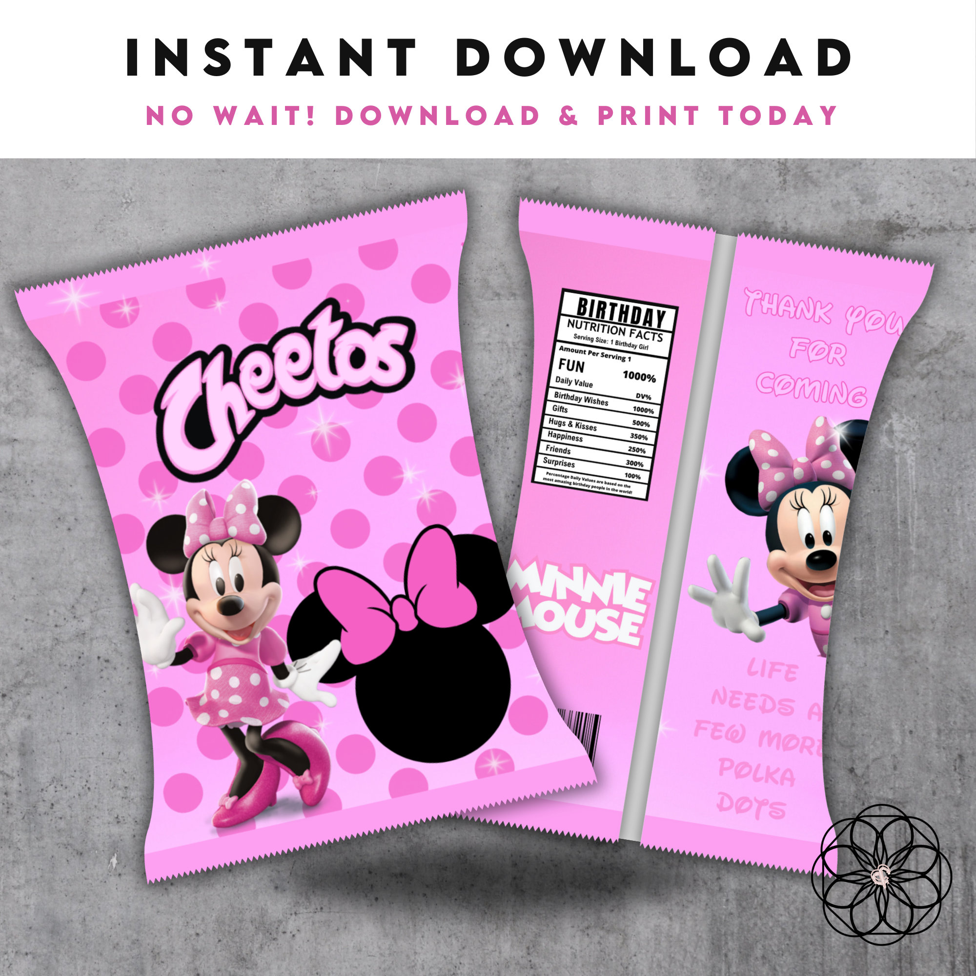 Minnie Mouse Chips, Chip Bag Instant Download, Ready to Use Minnie ...
