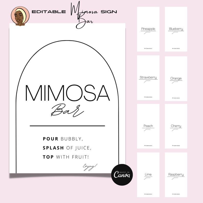 Mimosa Bar Sign Printable | Baby Shower Sign | Mimosa Bar Labels ...