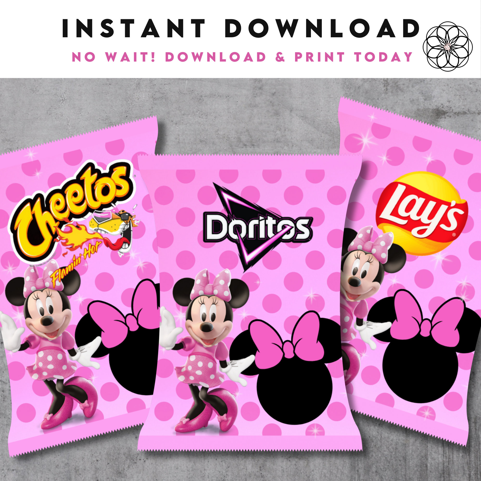 Minnie Mouse Chips, Chip Bag Instant Download, Ready to Use Minnie ...