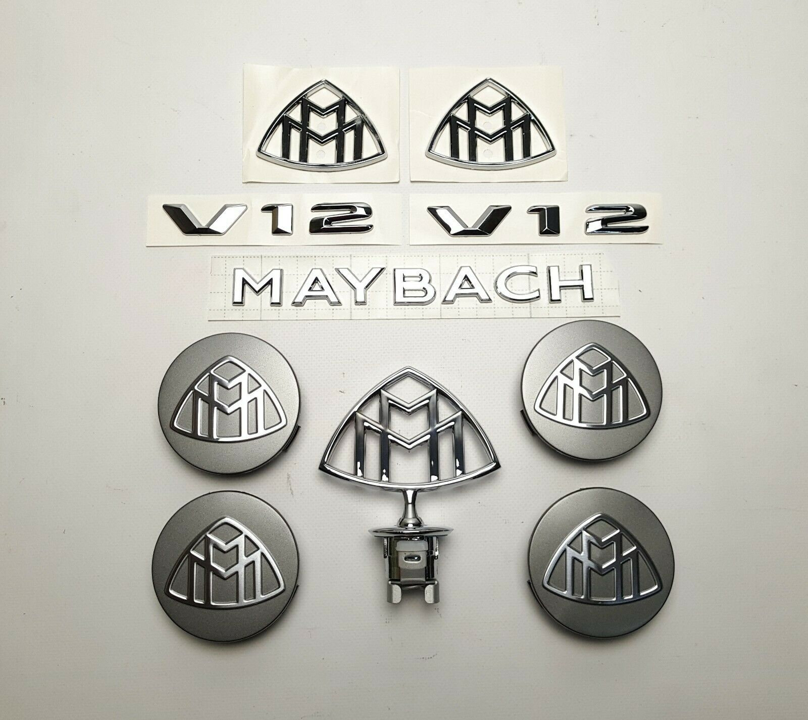 Mercedes S-class W222 Maybach V12 Style Set of Emblems Logo Badges Hood ...
