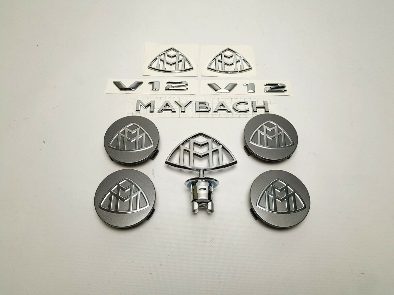 Mercedes S-class W222 Maybach V12 Style Set of Emblems Logo Badges Hood ...