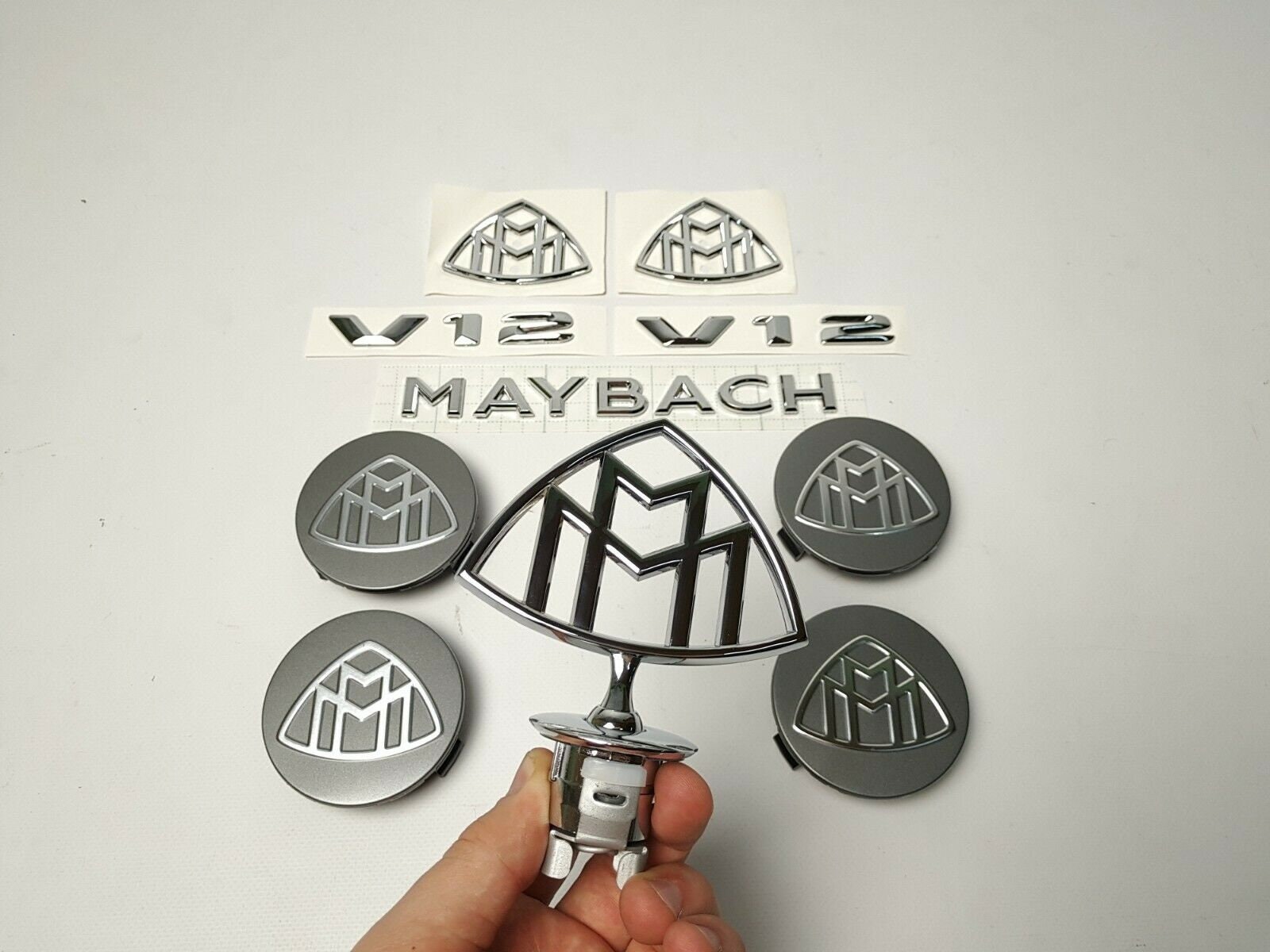 Mercedes S-class W222 Maybach V12 Style Set of Emblems Logo Badges Hood ...