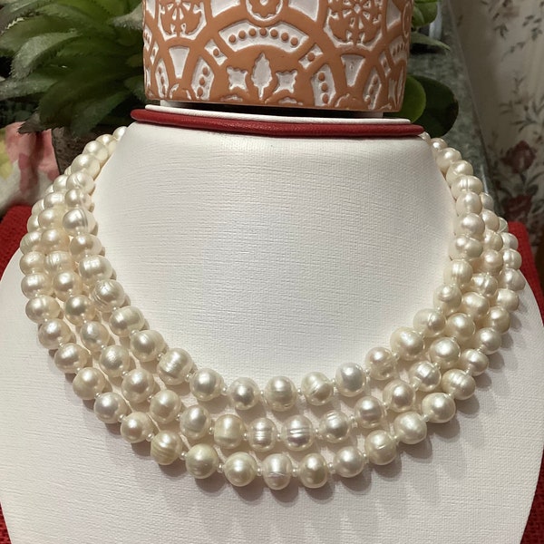Triple Strand Pearl - Etsy