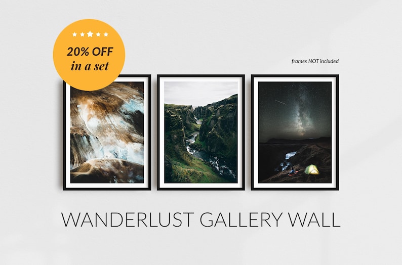 Gallery Wall Set of 3 Wanderlust Icelandic Prints Nordic - Etsy