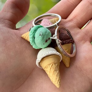 Tiny Realistic Ice Cream Keychain | Ice Cream Gift Ideas | Ice Cream ...