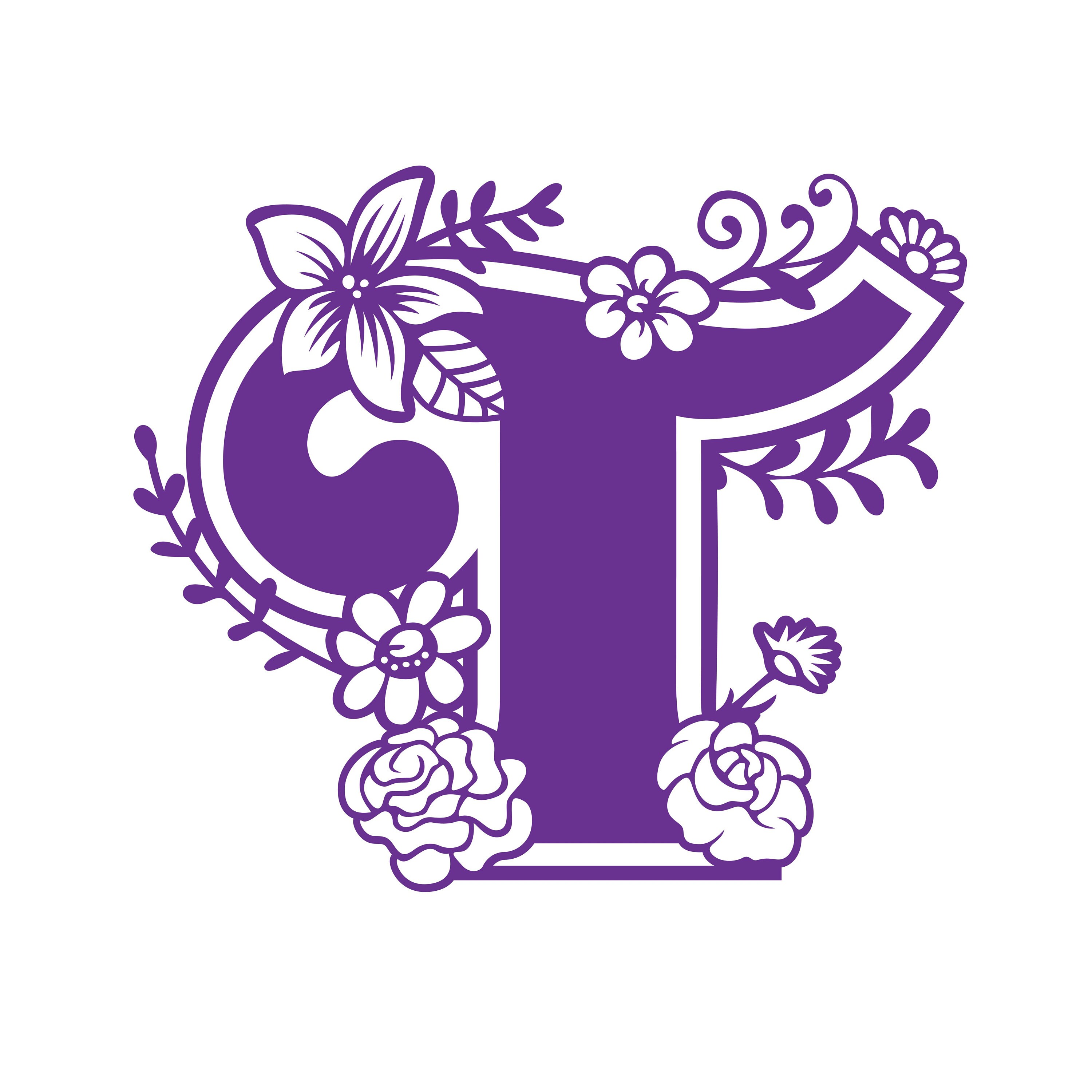 Floral Initial Letter T Vinyl Decal Sticker for Tumbler | Etsy