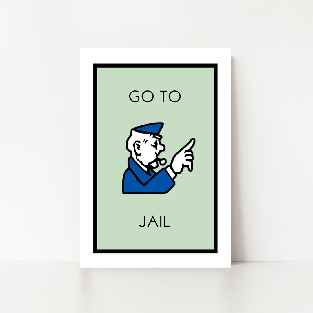 Go to Jail Monopoly Card Funny Bathroom Toilet Wall Art Print - Living ...