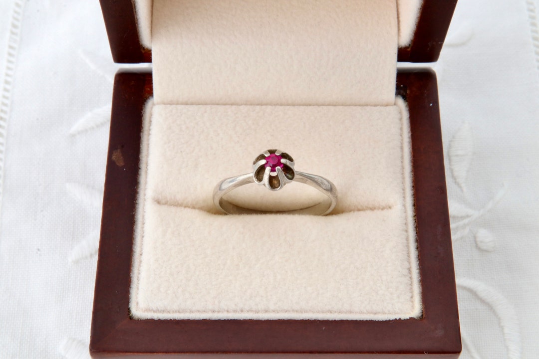 Small Ruby Ring, Thin Sterling Silver 925 Rings With Red Ruby ...