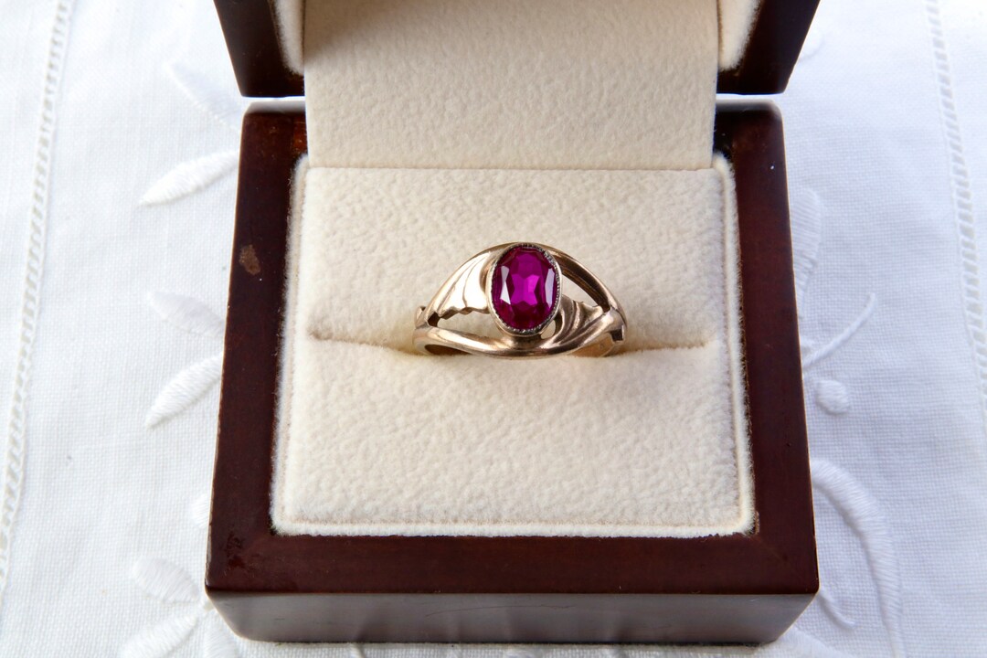 Vintage Soviet Ring With Red Ruby Silver Ring With Gold - Etsy