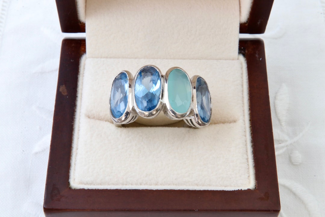 Sterling Silver Aquamarine Ring, Blue Ring, Chunky Ring, Silver Ring ...
