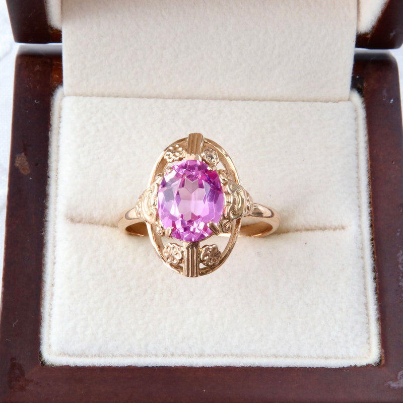 Ring With Pink Stone - Etsy