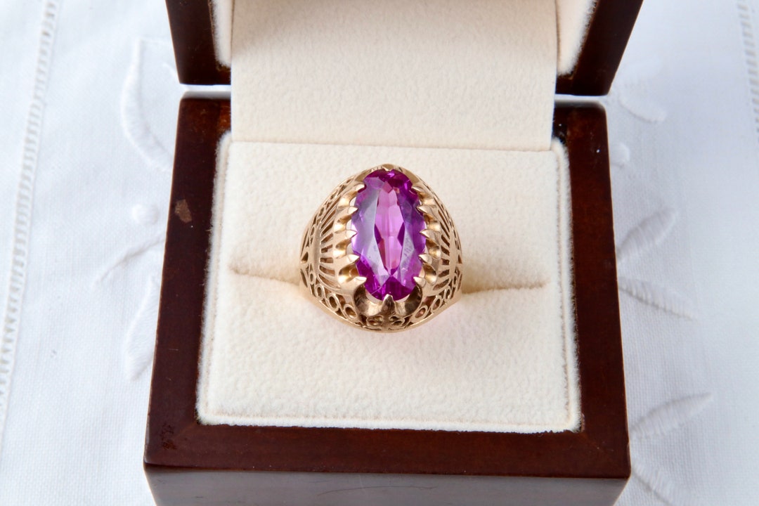 Soviet Gold Ring With Ruby, Gold 583 14k, Large Ring With Pink Ruby ...