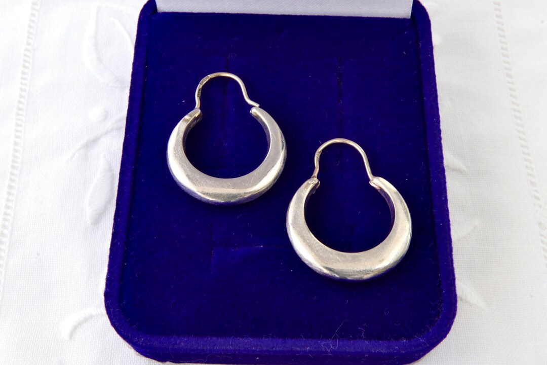 Sterling Silver Hoop Earrings, Wide Hoops, Gypsy Silver Earrings, Round ...