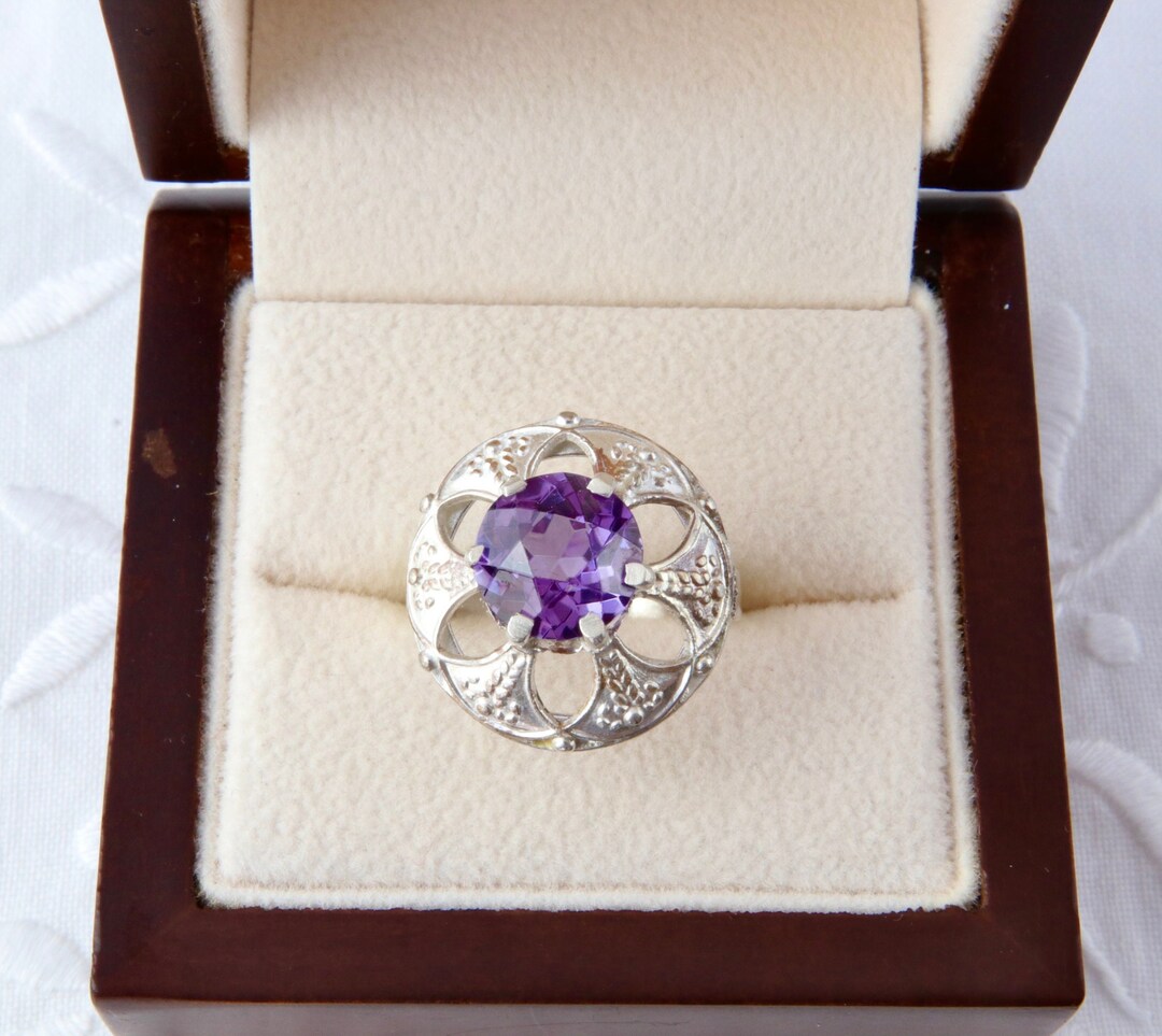 Soviet Silver Ring With Tourmaline, 875 Silver, Purple Tourmaline Ring ...