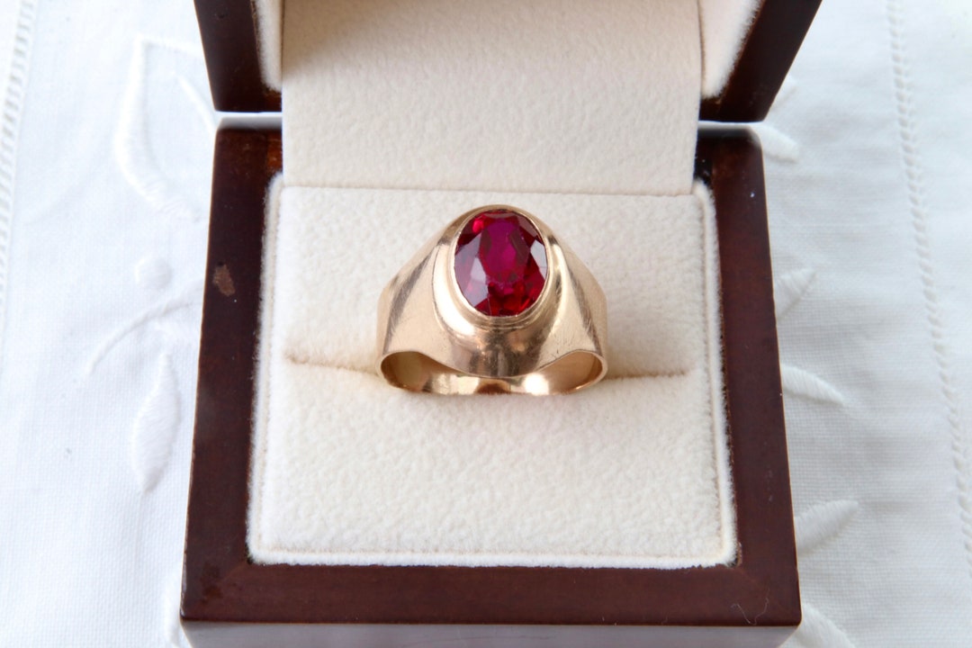 Soviet Gold Ring With Ruby, Gold 583 Samples 14k, Red Ruby Ring ...