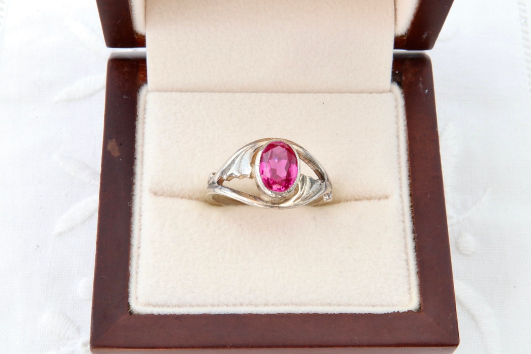 Vintage Soviet Ring With Red Ruby, Silver Ring With Gold Plating ...