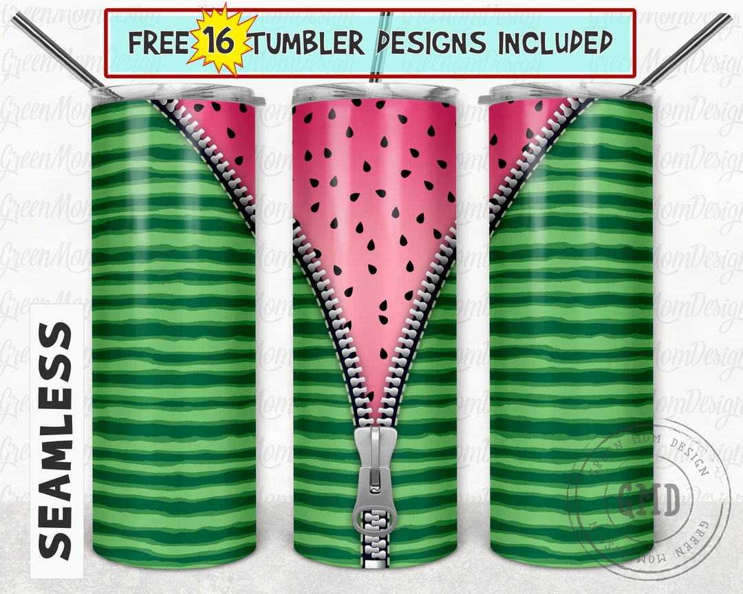 Watermelon Zipper Style 20oz Skinny Straight & Tapered Sublimation ...