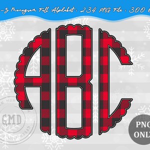 Doodle Plaid Christmas Alphabet PNG, Christmas Letters Sublimation ...