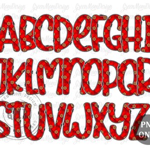 Doodle Christmas Alphabet PNG, Christmas Letters Sublimation Clipart ...