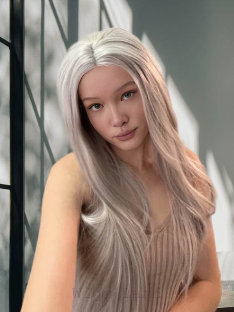 Ice Queen Platinum Blonde Straight Synthetic Lace Front Wig Heat