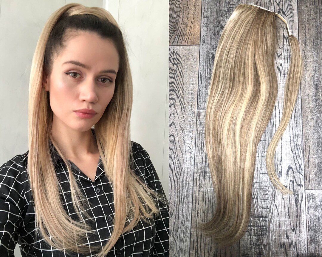 LUXURY Ponytail 100% Naturale Slavic Human Hair. Color: Airtouch Blonde - Etsy