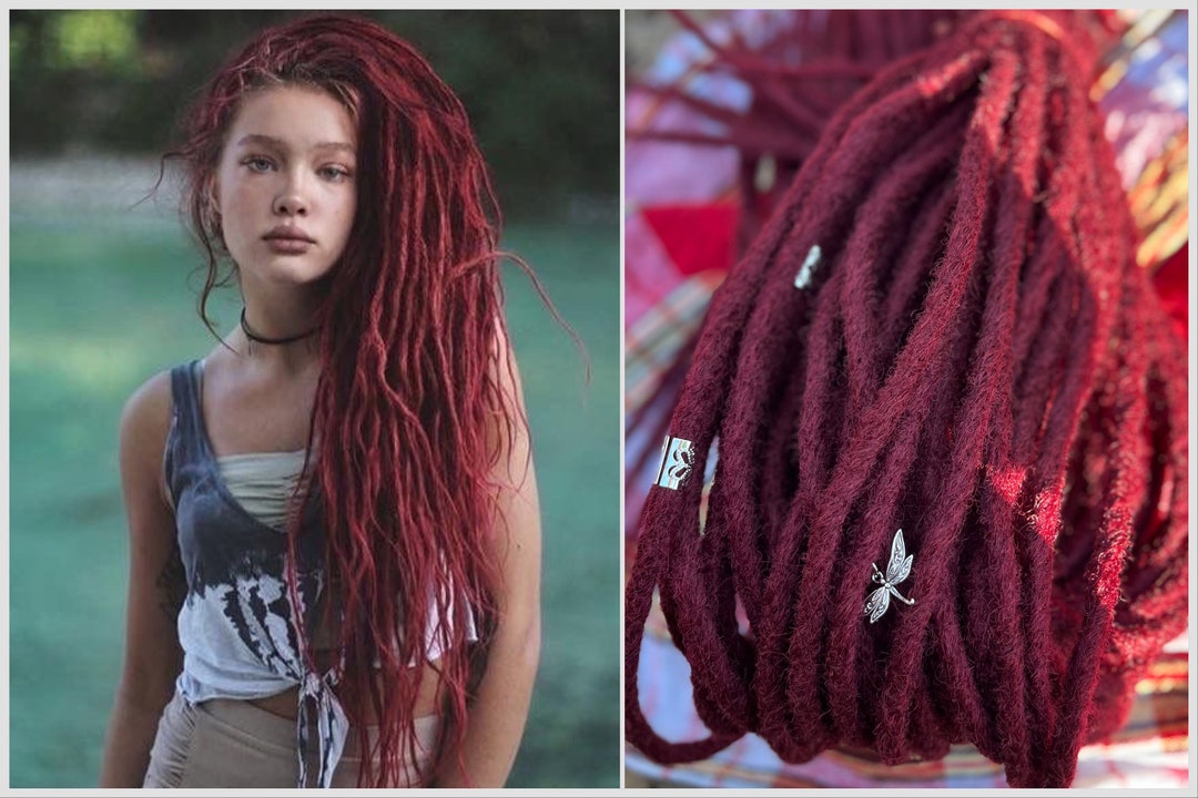 Red Cherry Dreadlocks With Braids and Accessories Smooth Brown Dreads ...