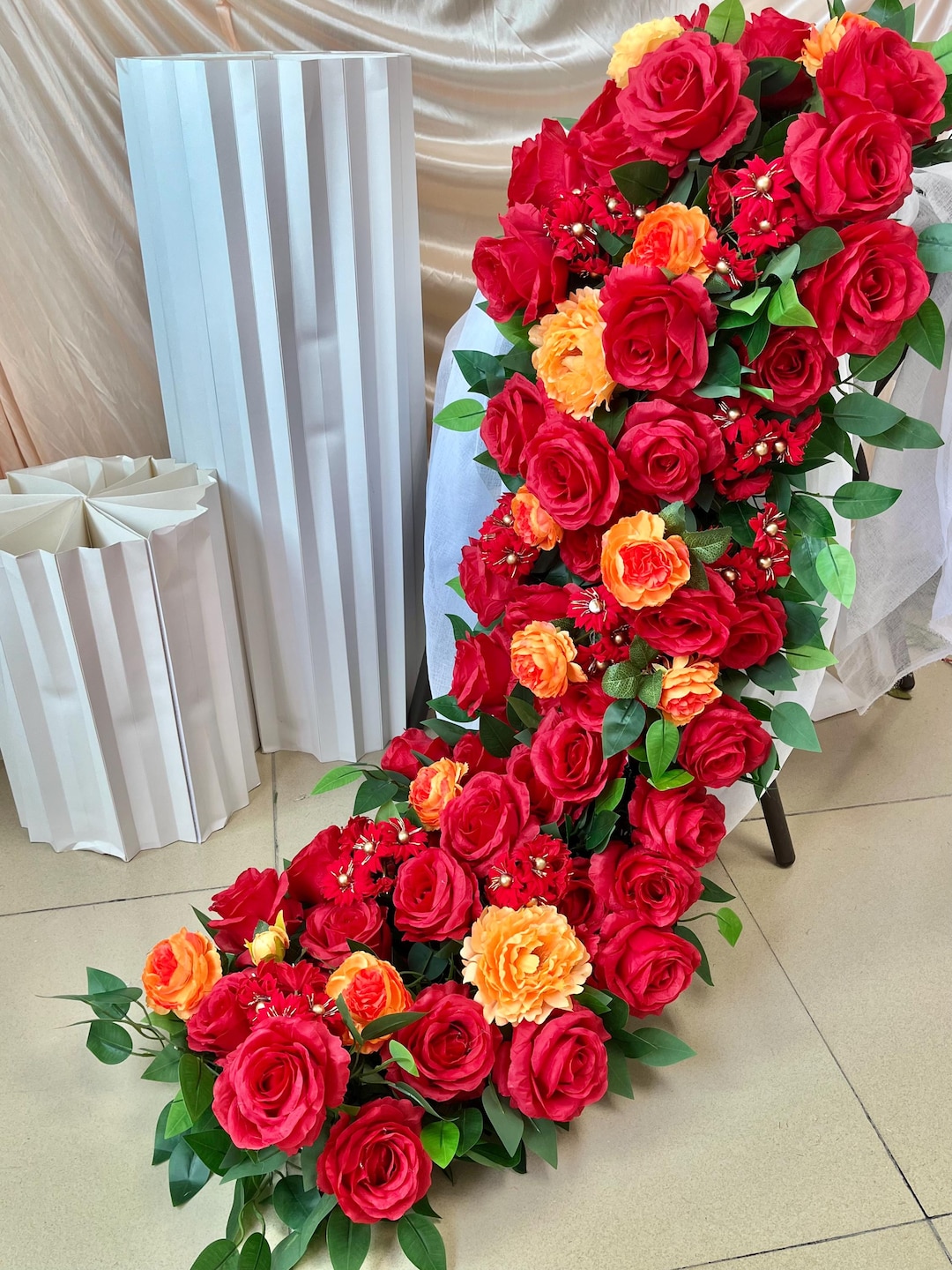 Red Rose Flower Garland,wedding Floral Runner,wedding Arch Swag,wedding ...