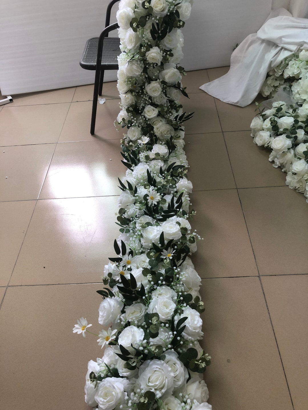 Table Flower Runner,wedding Flower Garland,baby Breath Rose Flower ...