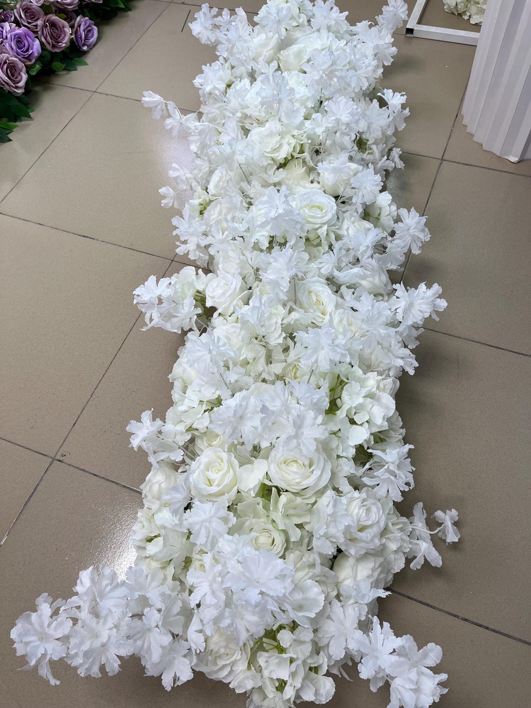 Full Cherry Blossom Rose Flower Garland,white Flower Runner,wedding ...