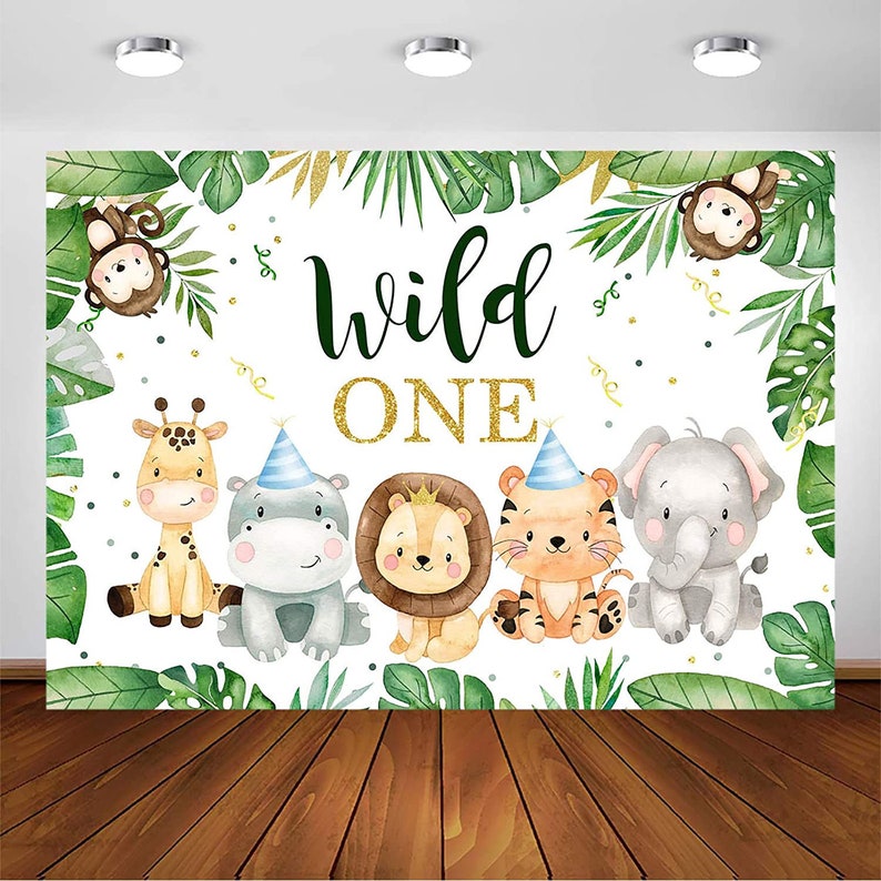 Wild One Birthday Party Photography Background Safari Animals - Etsy