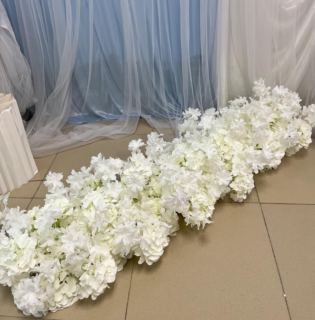 White Cherry Blossom Rose Flower Garland,white Flower Runner,flower ...