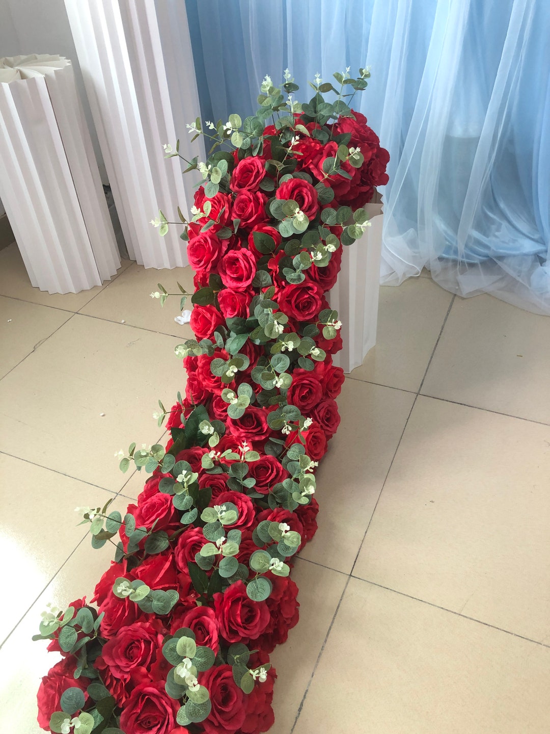 Artificial Silk Red Rose Flower Garland,wedding Arch Swag,wedding ...
