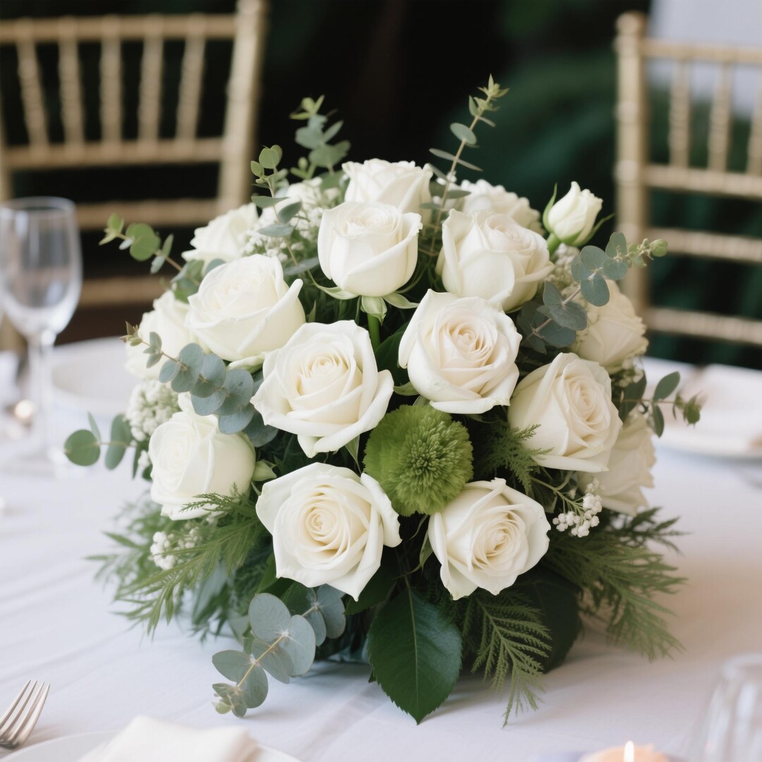 Table Flower Ball,white Rose Flower Centerpiece,wedding Bouquet,wedding ...