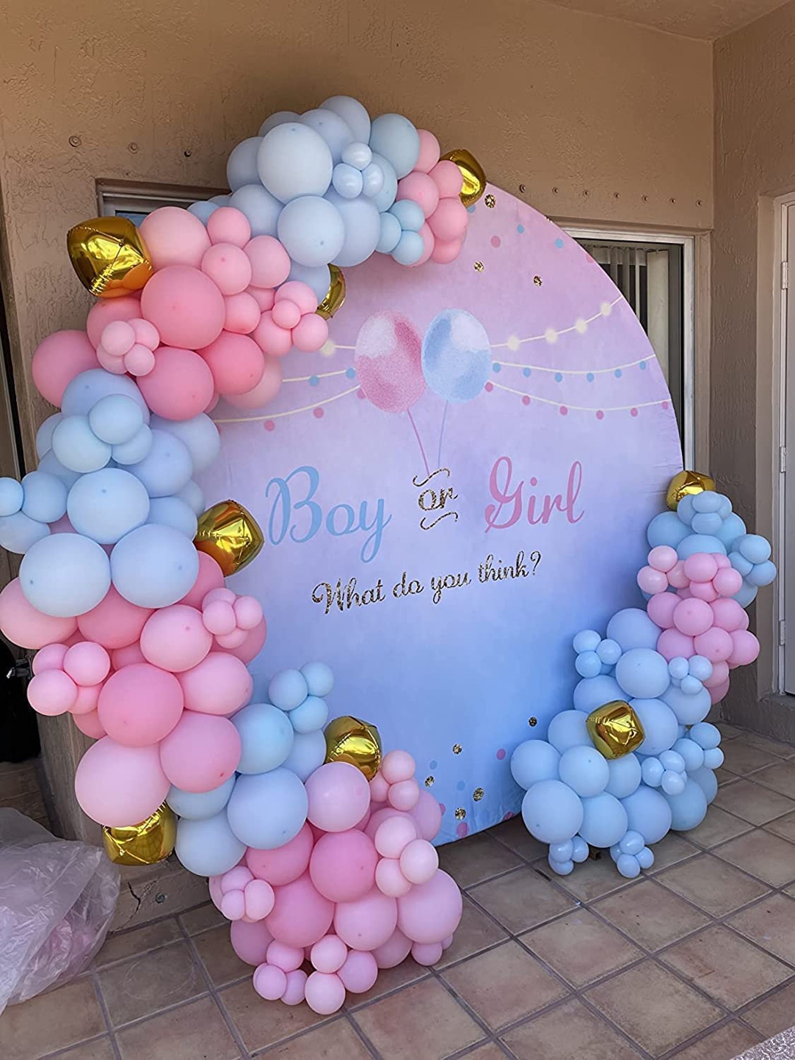 Gender Reveal Party Round Backdrop Pink Blue Balloons Spots - Etsy