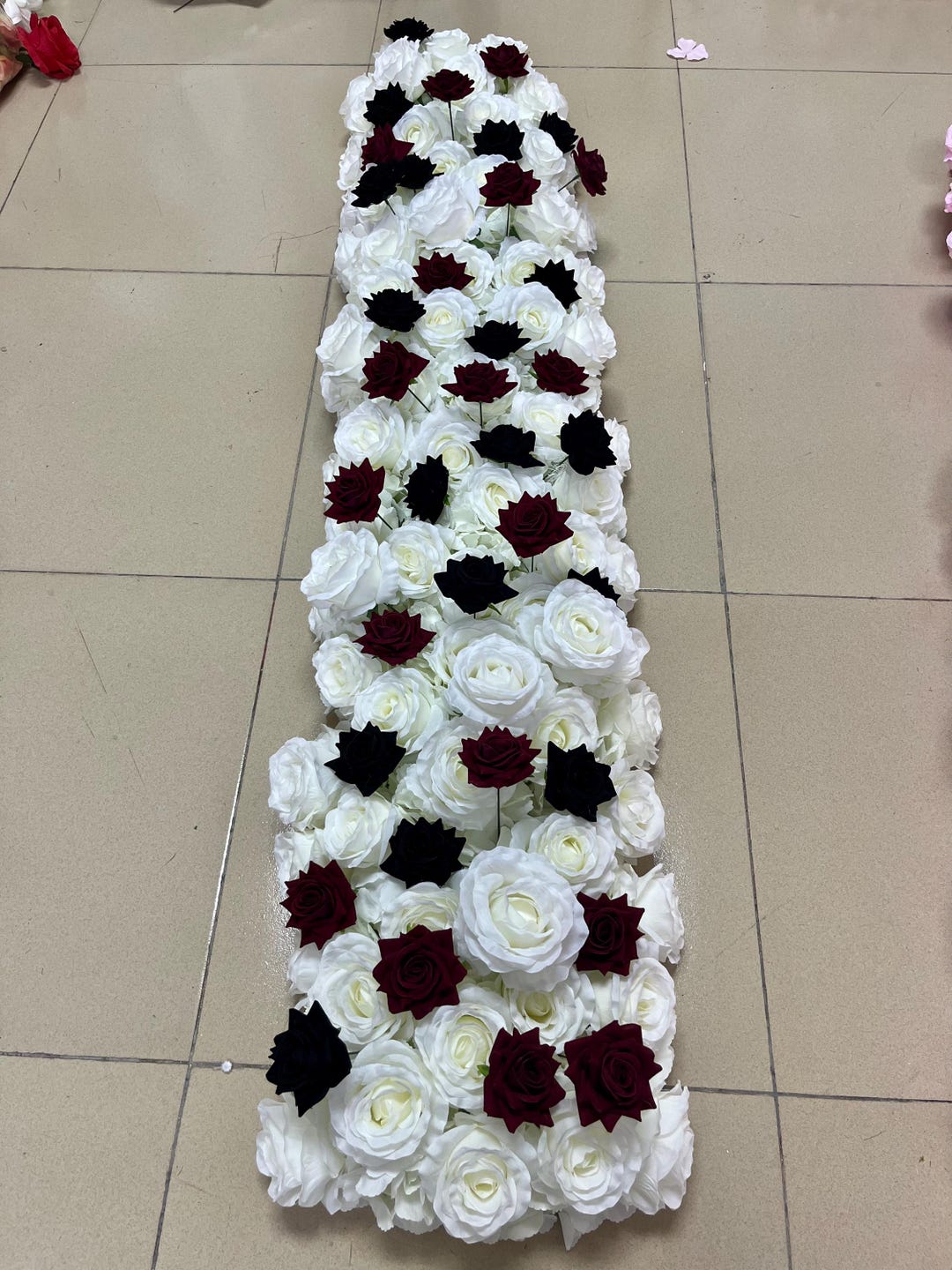 Black White Rose Flower Garland,white Flower Runner,wedding Flower Arch ...