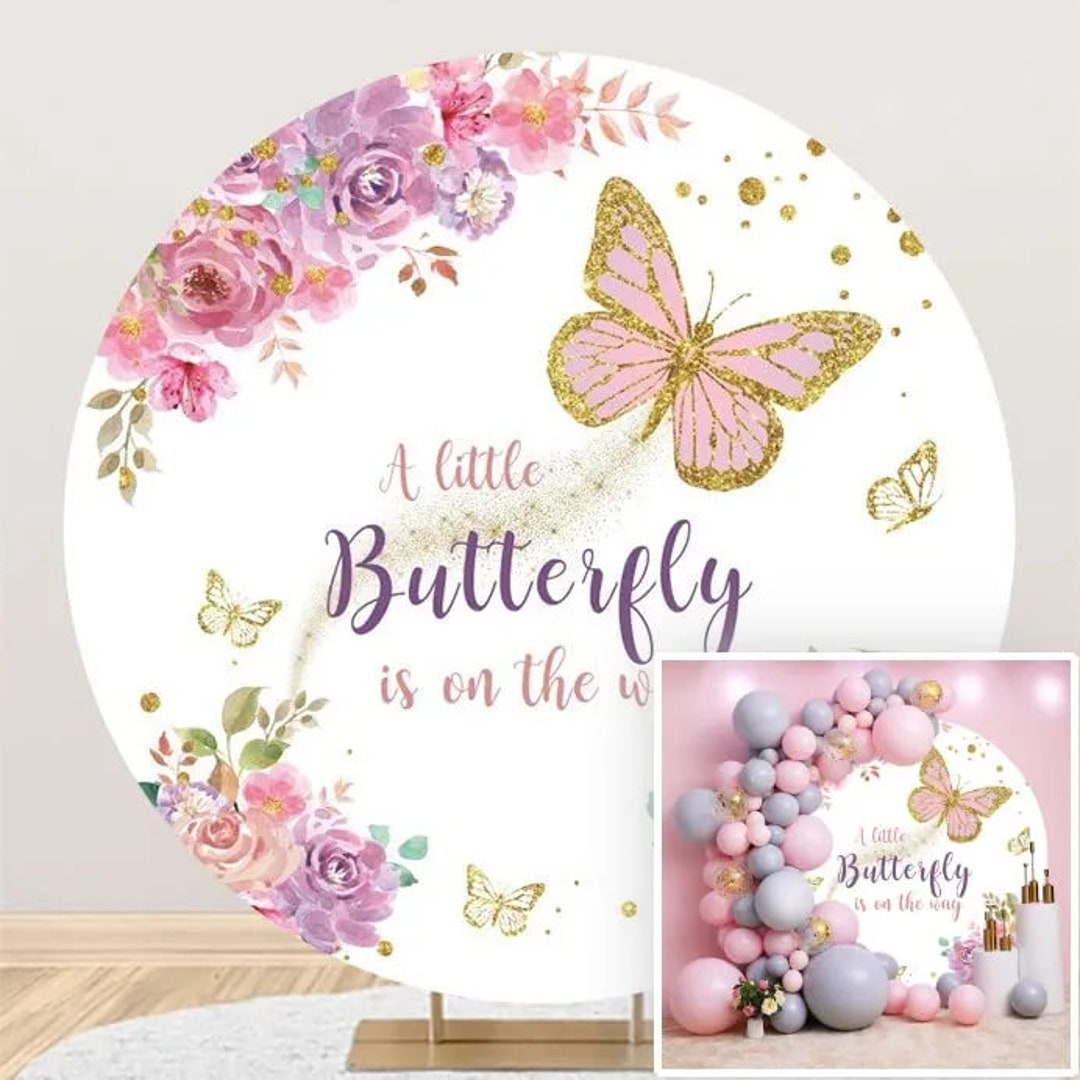 Butterfly Round Backdrop A Little Butterfly is on the Way Backdrop ...