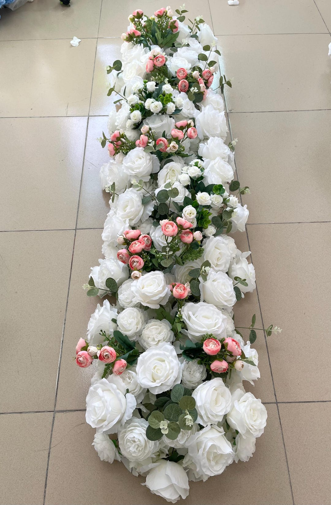 Pink Peony White Rose Flower Garland,table Flower Runner,flower Arch ...