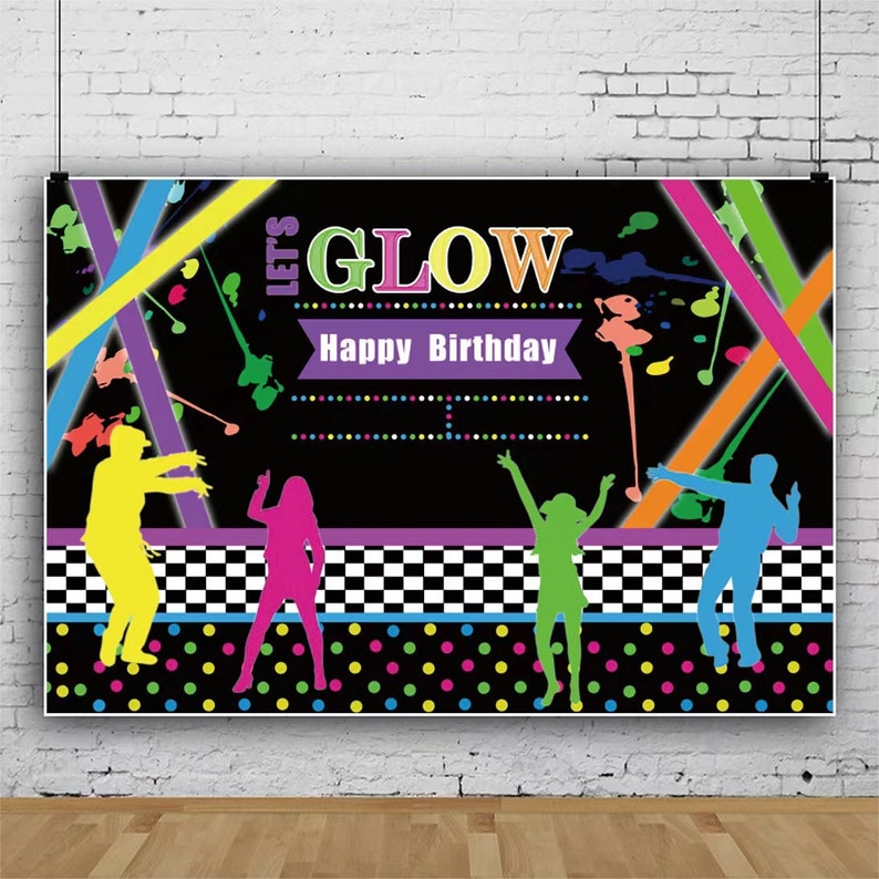 Neon Music Party Backdrop Musical Backdrop Disco Theme Neon - Etsy
