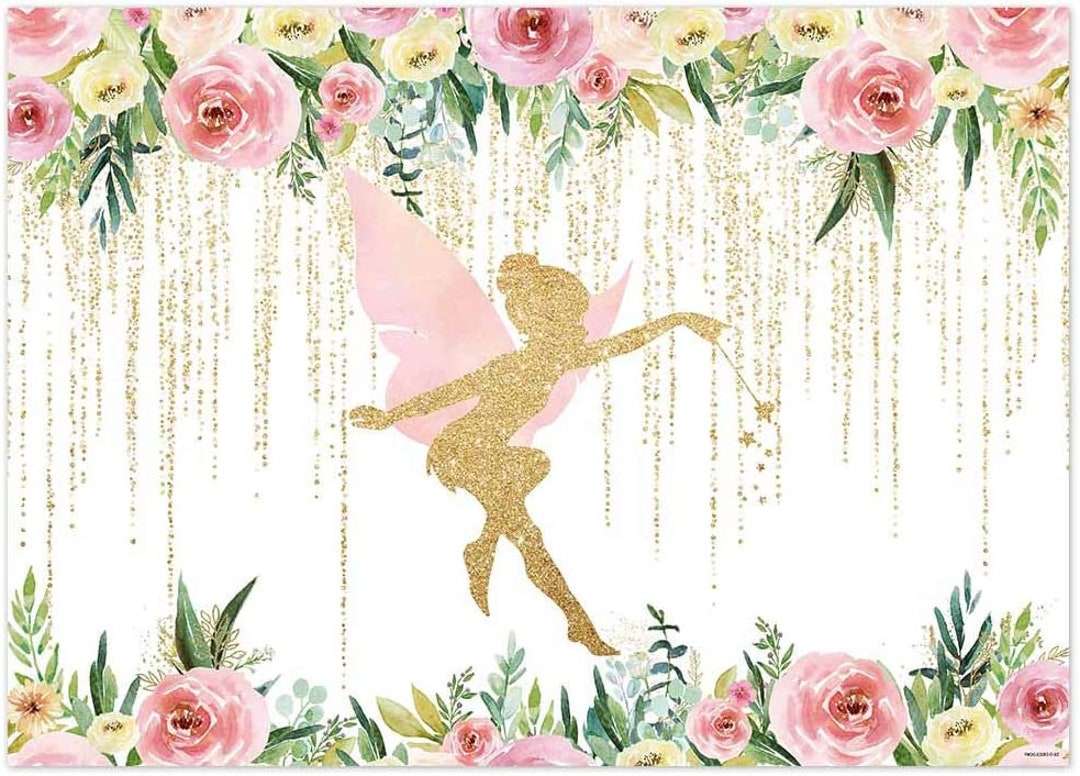 Floral Fairy Birthday Party Backdrop Pink Gold Fairy Tale Tea - Etsy